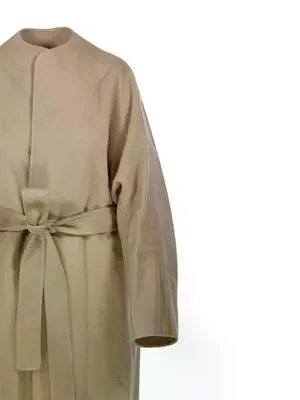 SANDBEIGE Belted Long Sleeve Coat