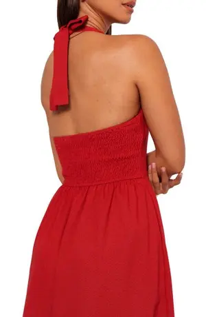 PETAL & PUP Linen Halter Midi Dress