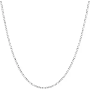 AURATE Lab Grown Sapphire Tennis Necklace - White Vermeil