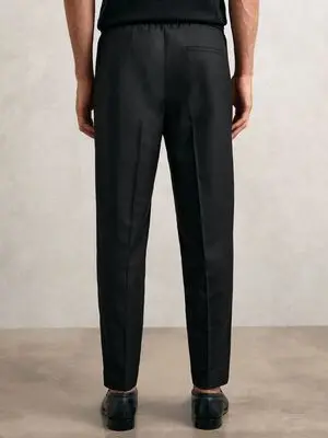 REISS Hove Tapered Drawstring Trousers - Black