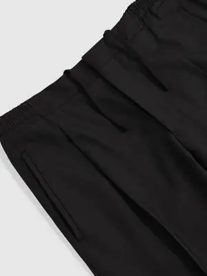REISS Hove Tapered Drawstring Trousers - Black