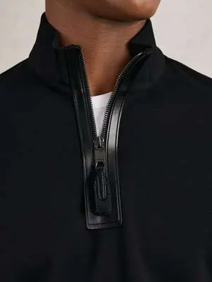 REISS Hale Interlock Half-zip Sweatshirt - Black
