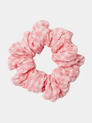 Hunza G Gingham Seersucker Scrunchie - Milkshake Gingham