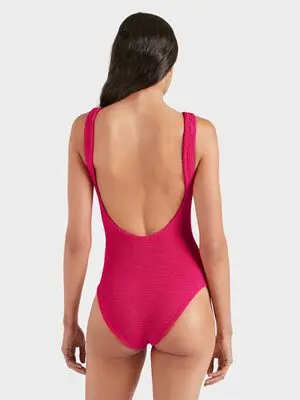 Hunza G Coverage Square Neck One Piece Swimsuit - Metallic Raspberry