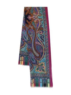 Etro Paisley-patterned Silk Scarf - Blue