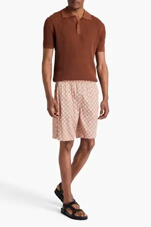 Frescobol Carioca Palma Printed Stretch-silk Drawstring Shorts - Blush