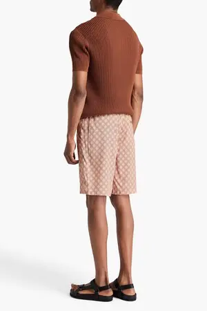 Frescobol Carioca Palma Printed Stretch-silk Drawstring Shorts - Blush