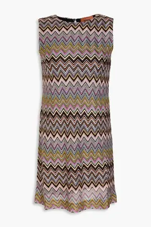 Missoni Crochet-Knit Mini Dress Chocolate