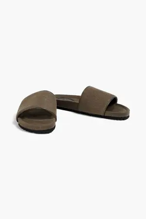 Frescobol Carioca Renato Linen-canvas Slides - Army Green