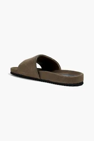 Frescobol Carioca Renato Linen-canvas Slides - Army Green