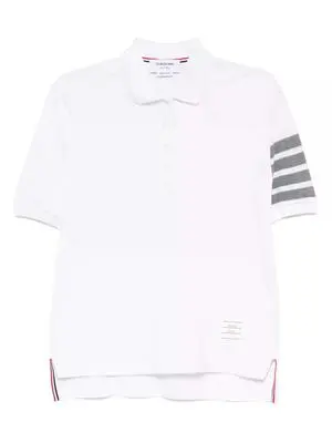 Thom Browne Classic Pique 4-bar Short-sleeved Polo Top - White