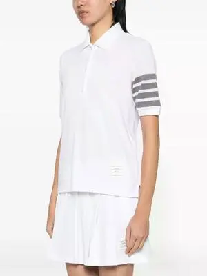 Thom Browne Classic Pique 4-bar Short-sleeved Polo Top - White