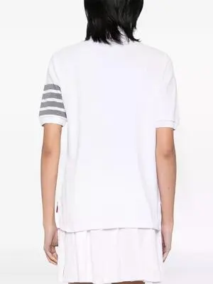 Thom Browne Classic Pique 4-bar Short-sleeved Polo Top - White