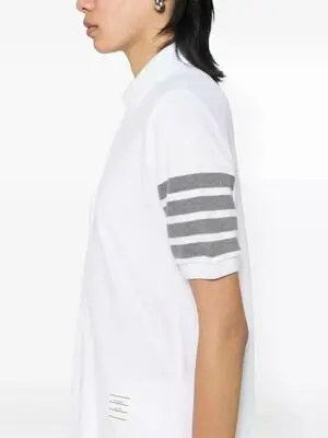 Thom Browne Classic Pique 4-bar Short-sleeved Polo Top - White