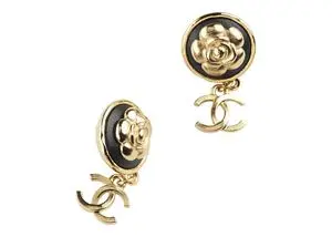 Chanel Metal Earrings - Black/gold
