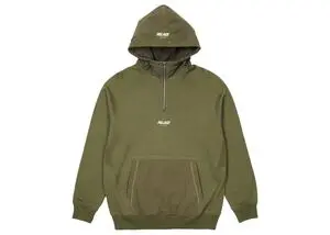 PALACE 1/4 Zip Cotton Panel Hood - Olive