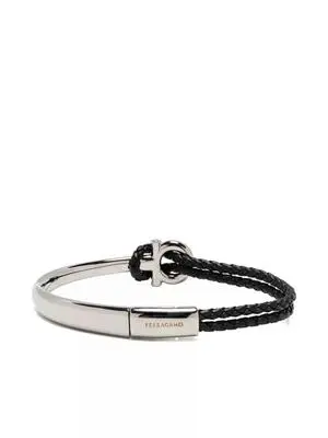 FERRAGAMO Braided-leather Bracelet - Silver