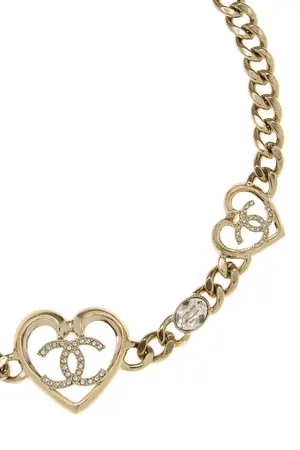 Chanel Tone Crystal 'cc' Heart Choker - Silver