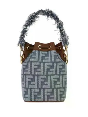 Fendi Mini Mon Tresor Ff Logo Bucket Bag - Blue
