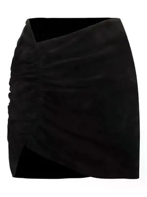 THE MANNEI Leather Short Draped Skirt