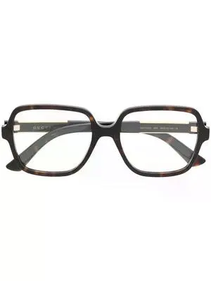 Gucci Square Frame Tortoiseshell Glasses - Brown
