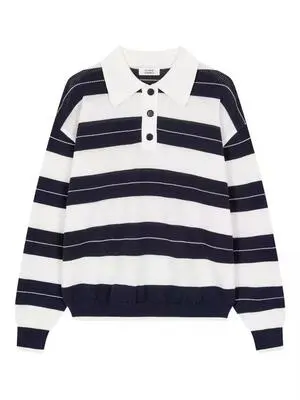 STUDIO TOMBOY Striped Long-sleeve Polo Shirt - Blue