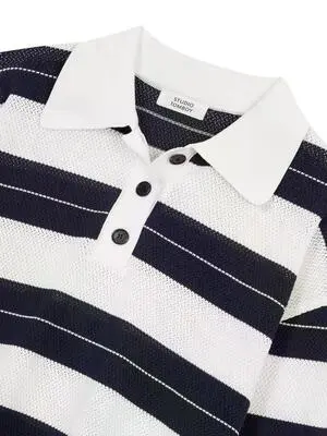 STUDIO TOMBOY Striped Long-sleeve Polo Shirt - Blue