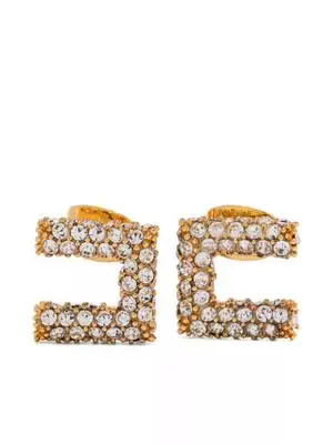 Elisabetta Franchi Square-frame Crystal Earrings - Gold
