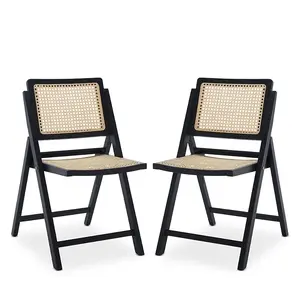 SAFAVIEH Desiree Cane Folding Dining Chairs, Set Of 2 - Black/natural