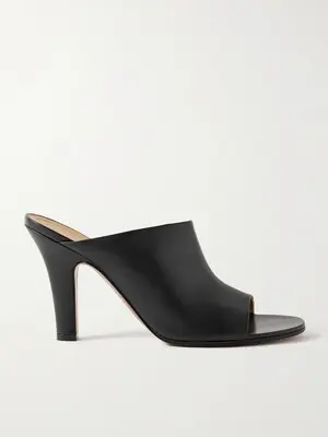 THE ROW Signum Leather Mules - Black