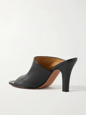 THE ROW Signum Leather Mules - Black