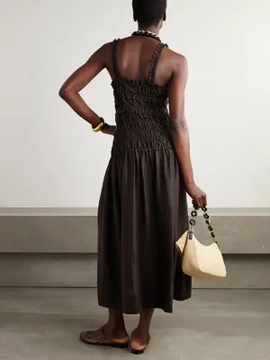 Tory Burch Ruffled Shirred Lyocell-blend Voile Midi Dress