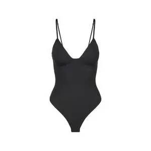 SKIMS Cotton Shapewear Thong Bodysuit - Soot
