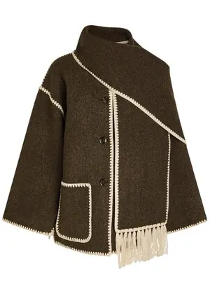 Contrast Trim Scarf Jackets For Women