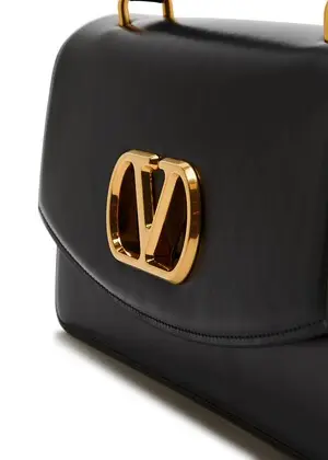 Valentino Garavani Vain Vlogo Leather Shoulder Bag - Black