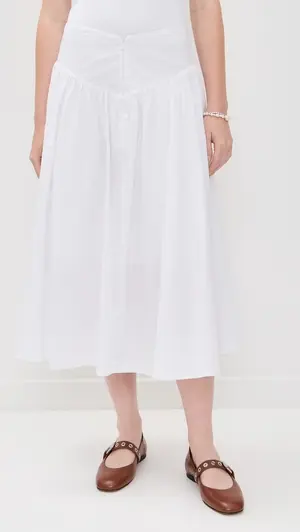 PEACHY DEN Deba Midi Skirt - Porcelain