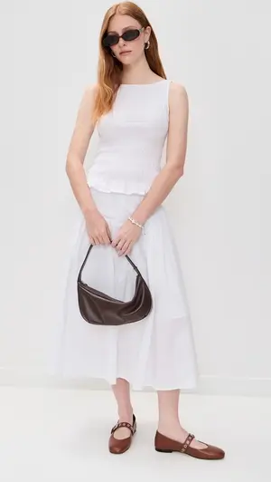 PEACHY DEN Deba Midi Skirt - Porcelain