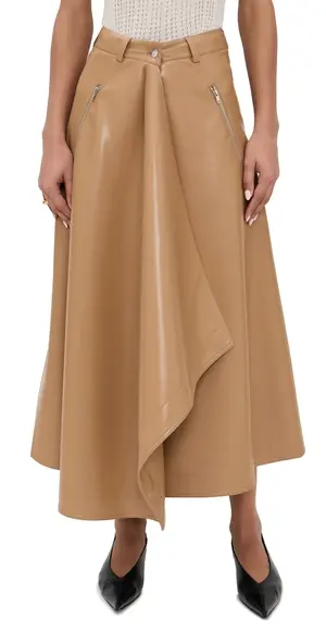 Nanushka Neith Faux Leather Wrap Skirt - Oak