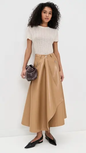 Nanushka Neith Faux Leather Wrap Skirt - Oak