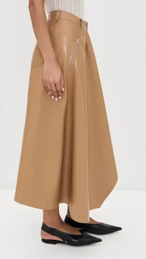 Nanushka Neith Faux Leather Wrap Skirt - Oak