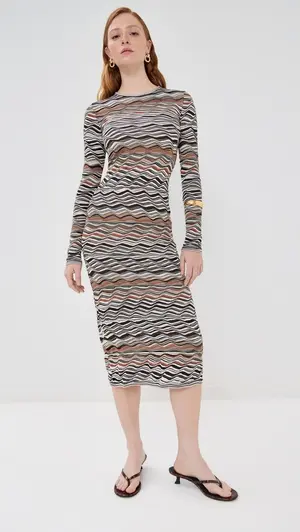 Missoni Midi Dress In Wavy Stripe Knit