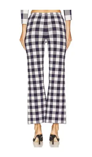SEROYA Talia Checked Cropped Flare Trousers - Navy