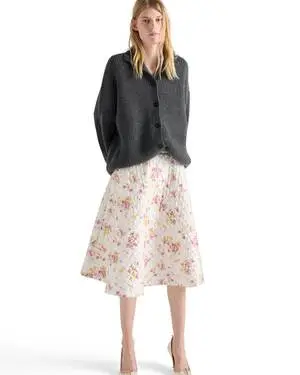 Prada Floral Print Quilted Circle Skirt