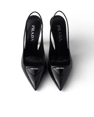 Prada Brushed Leather Slingback Pumps - Black