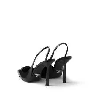 Prada Brushed Leather Slingback Pumps - Black
