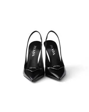 Prada Brushed Leather Slingback Pumps - Black