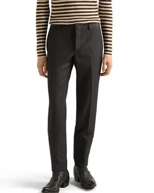 Prada Slim Fit Wool Trousers With Zipper Pocket