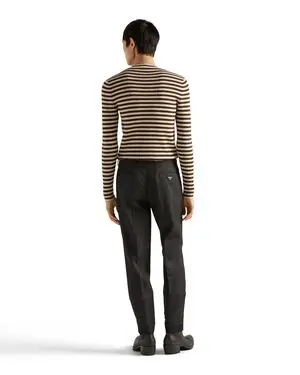 Prada Slim Fit Wool Trousers With Zipper Pocket