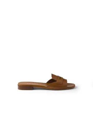 Prada Leather Slides - Brown