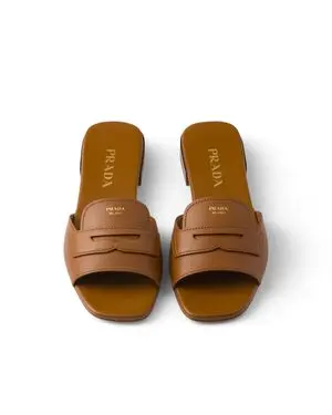 Prada Leather Slides - Brown